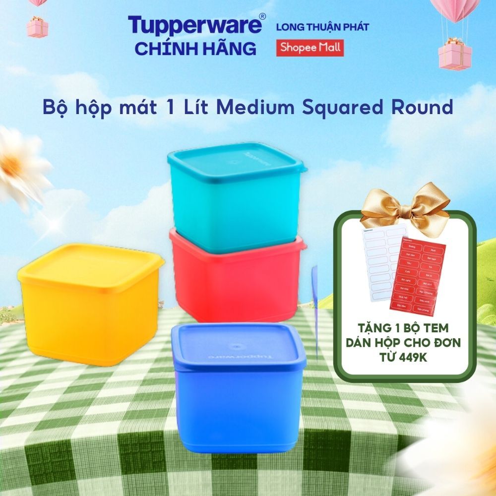 Bộ 4 hộp trữ mát Medium Square Round Dynamic 1L Tupperware Chính hãng ...