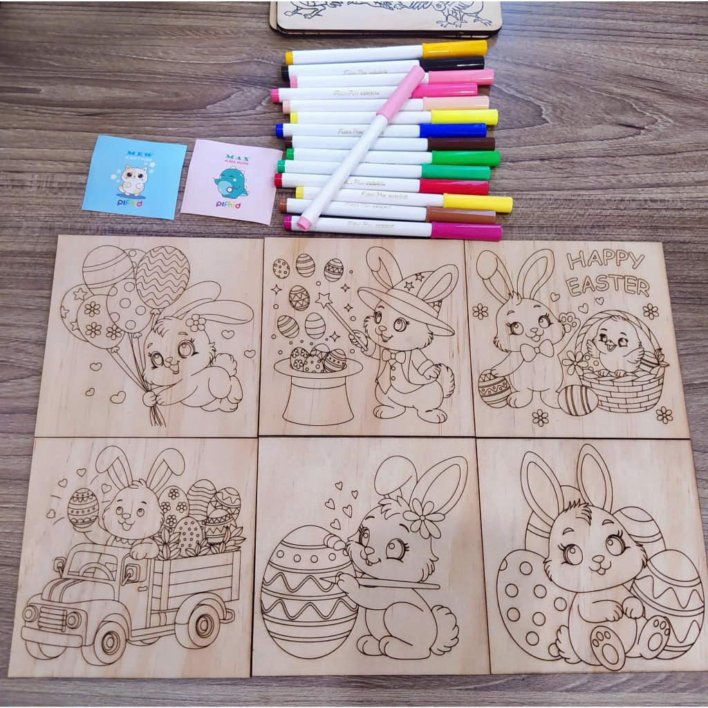 Tranh gỗ tự tô màu Lễ phục sinh: Thỏ phục sinh Happy Easter Bunny cao ...