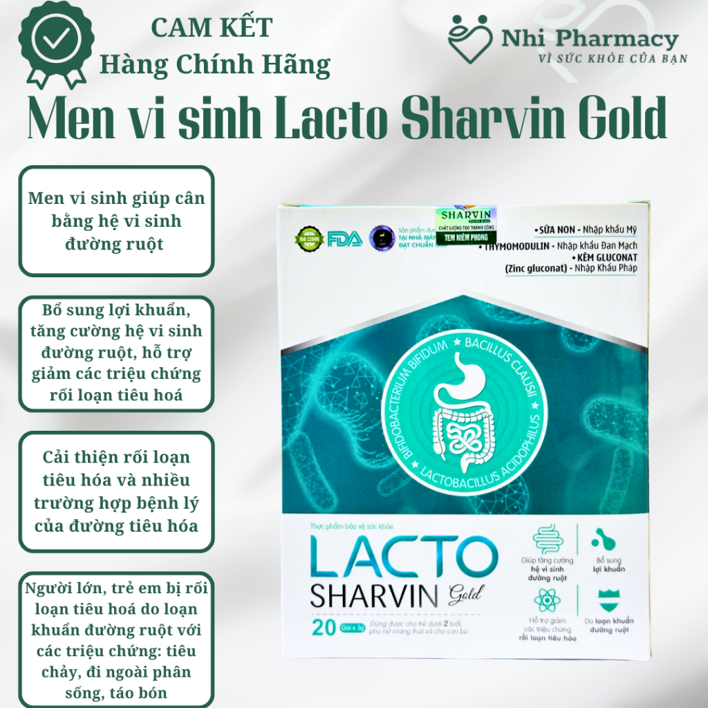 MEN TIÊU HOÁ LACTO SHARVIN GOLD - TĂNG CƯỜNG HỆ VI SINH ĐƯỜNG RUỘT ...