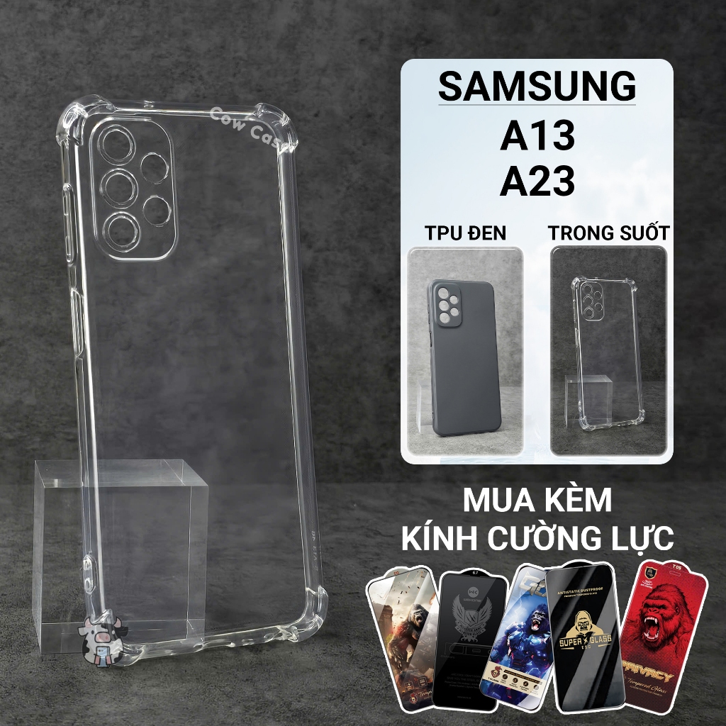 Ốp lưng Samsung A23, A13 4G|5G Cowcase trơn màu đen | Ốp điện thoại SS galaxy dẻo bảo vệ camera ...