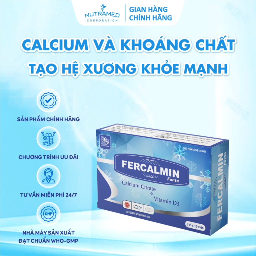 Viên uống Fercalmin Forte hỗ trợ bổ sung canxi, vitamin và khoáng chất ...