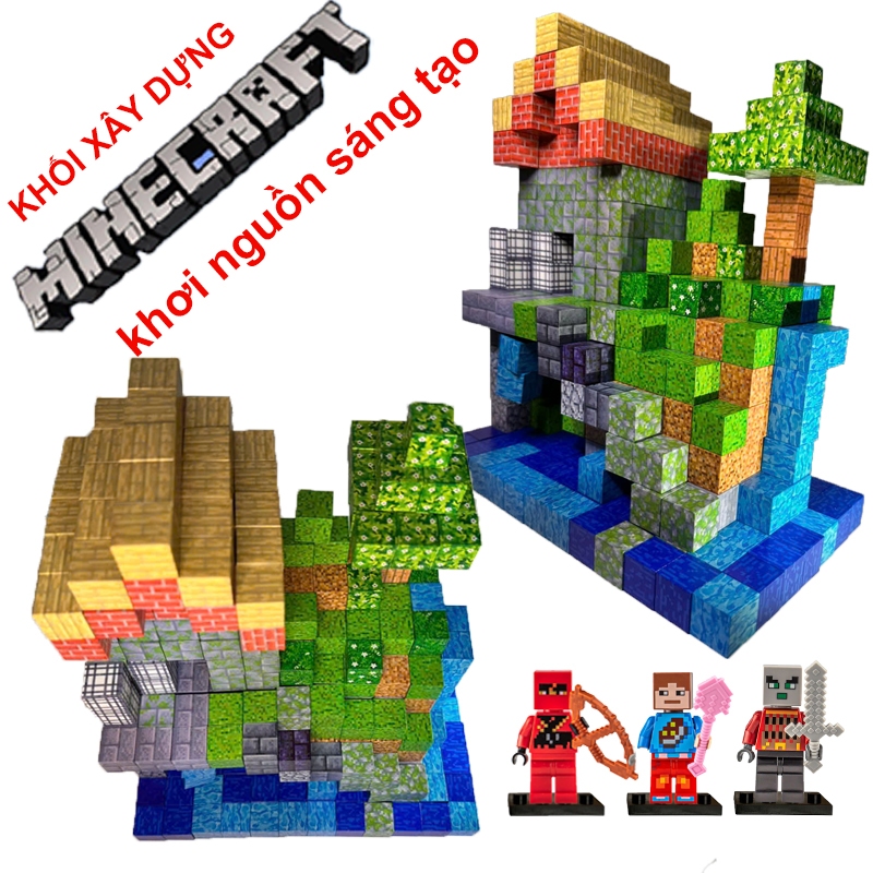 Đồ chơi minecraft nam châm, 500 khối nam châm minecraft, khối lego ...