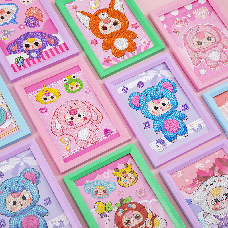 Đồ Chơi Tranh Đính Đá Baby Three, Labubu, Capybara Sáng Tạo Kèm Khung ...