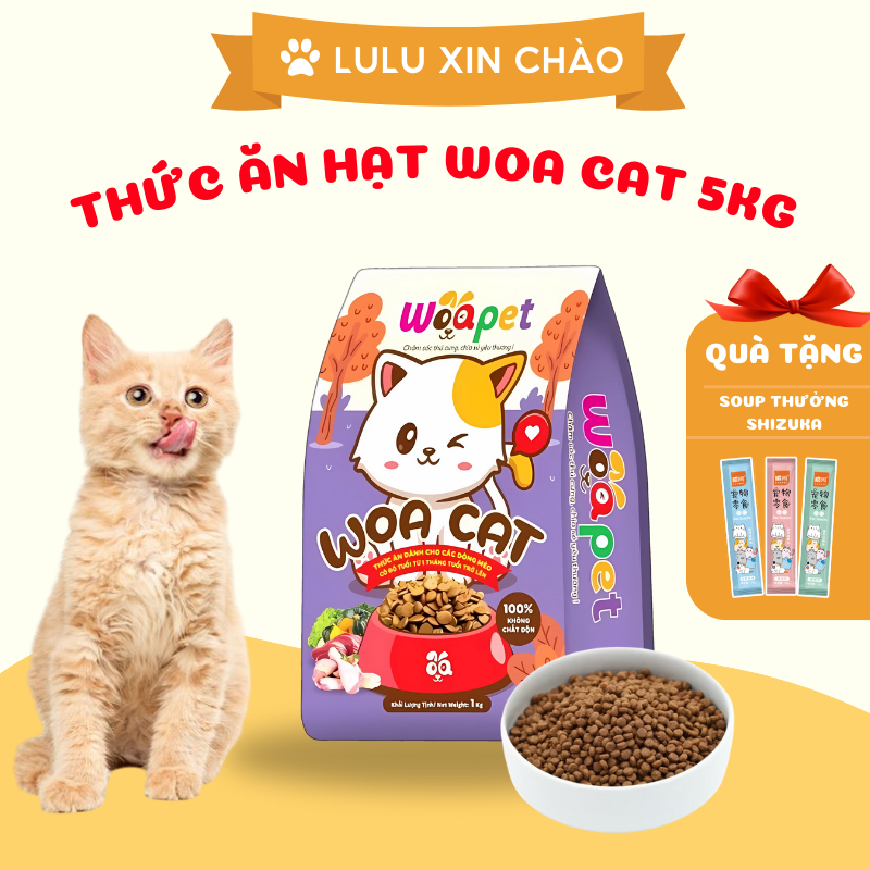 5 KG Hạt Cho Mèo WOA CAT Thức ăn hạt mèo cao caoas giúp khỏe mạnh,bổ ...