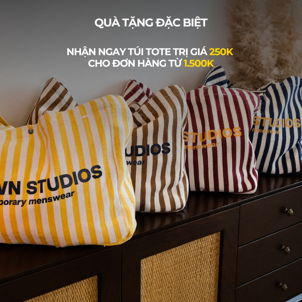 Túi tote B Brown kẻ sọc vải canvas - Essential Canvas Tote Bag B Brown | Shopee Việt Nam