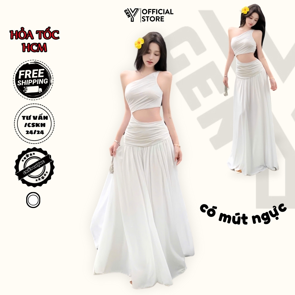 Đầm Maxi Lệch Vai Cut-Out Eo Gợi Cảm GenY Váy Đi Biển Nữ Thần Sang ...