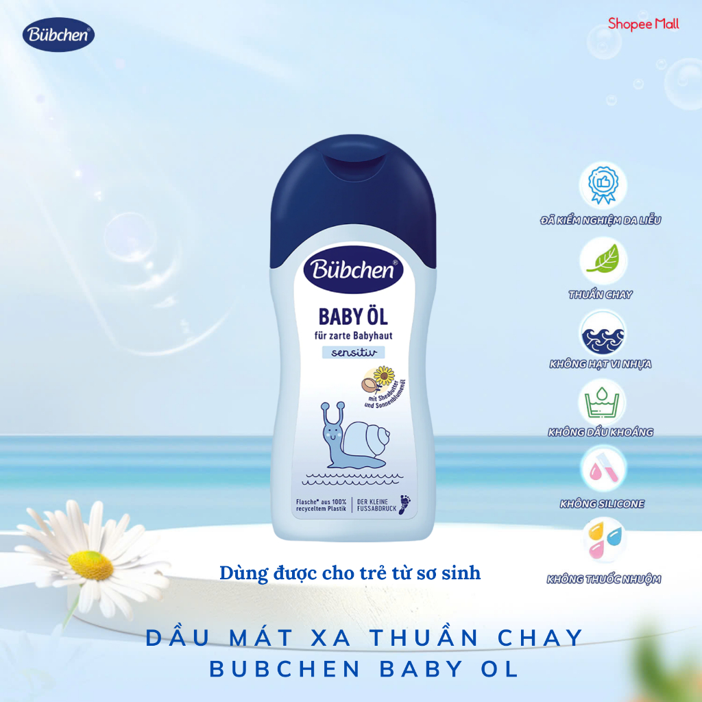 Dầu mát xa thuần chay cho trẻ sơ sinh Bubchen Baby Ol 200ml | Shopee Việt Nam