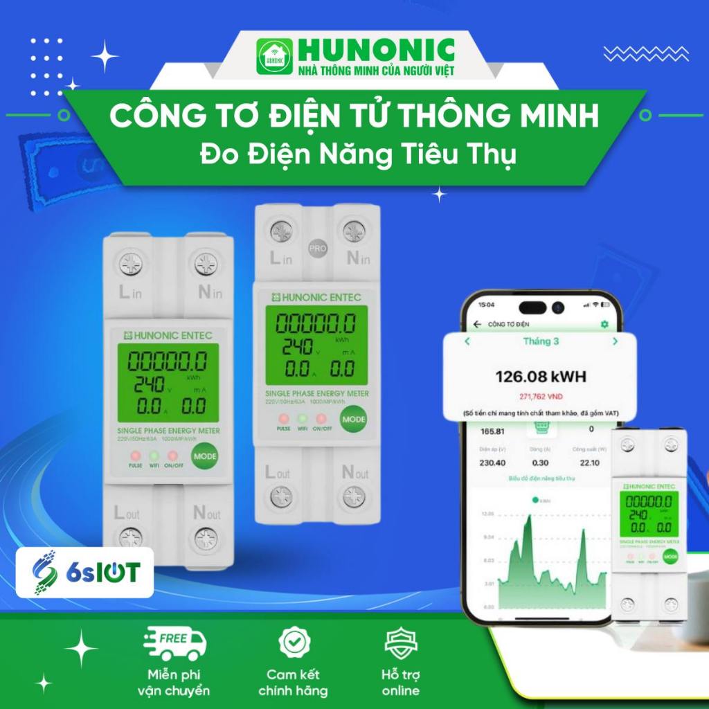 Công tơ điện tử Hunonic Entec đo điện năng tiêu thụ bộ kiểm soát điện ...
