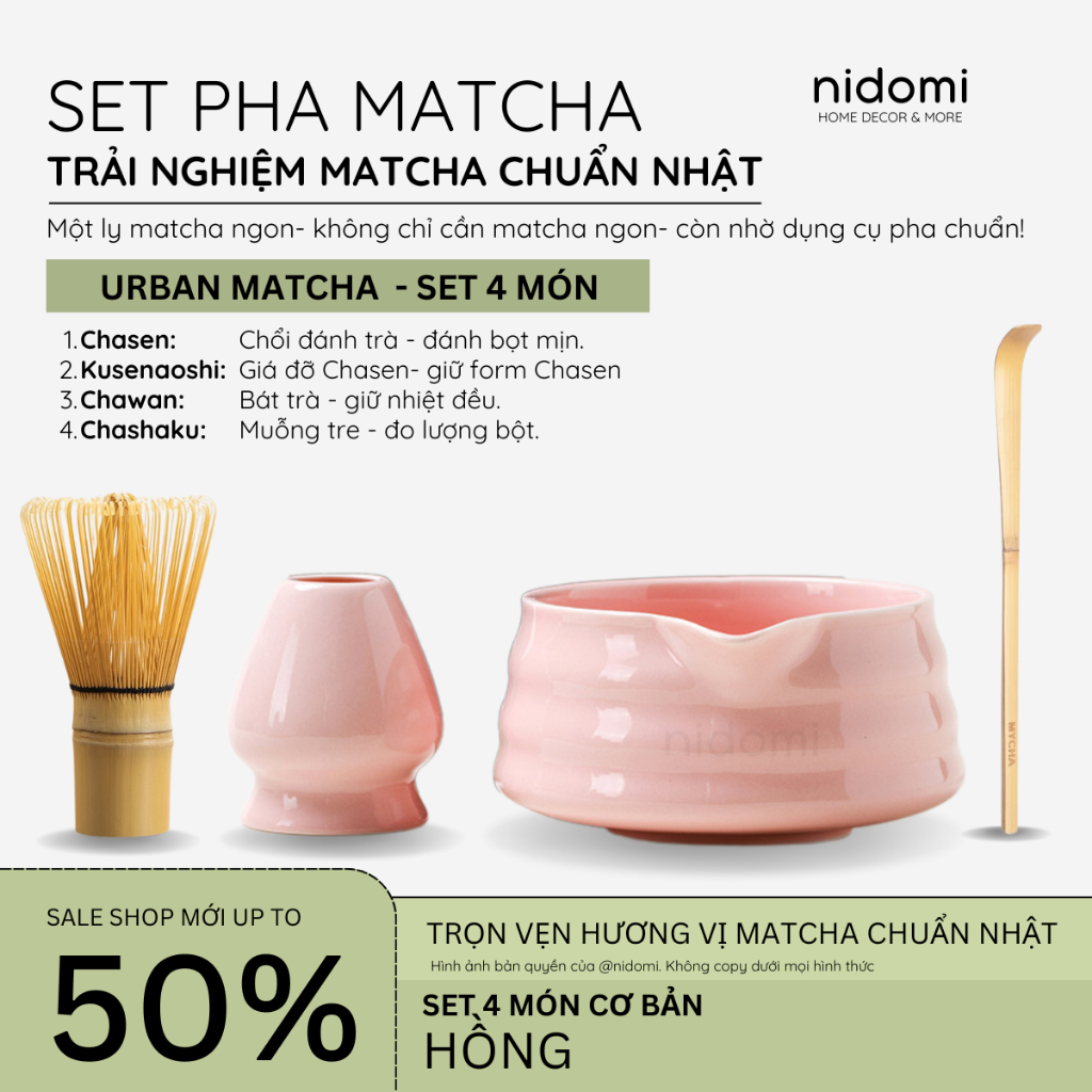 |nidomi| Urban Matcha- Bộ Dụng Cụ pha Matcha gồm Chawan, Chổi Chasen ...
