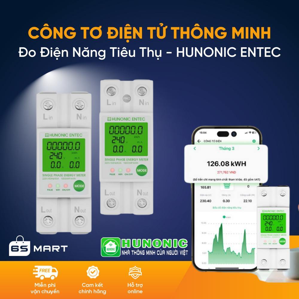 Công Tơ Điện Tử Thông Minh HUNONIC ENTEC, Đo Điện Năng Tiêu Thụ, Cảnh Báo An Toàn Điện | Shopee ...