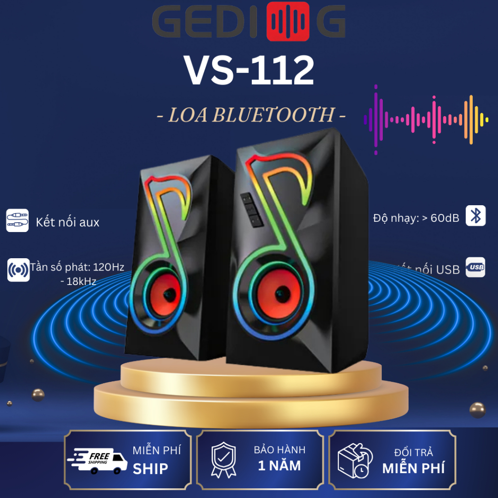 Loa Vi Tính Việt Star Quốc Tế VS-112, USB hiệu ứng LED RGB công suất lớn, bảo hành 12 tháng ...