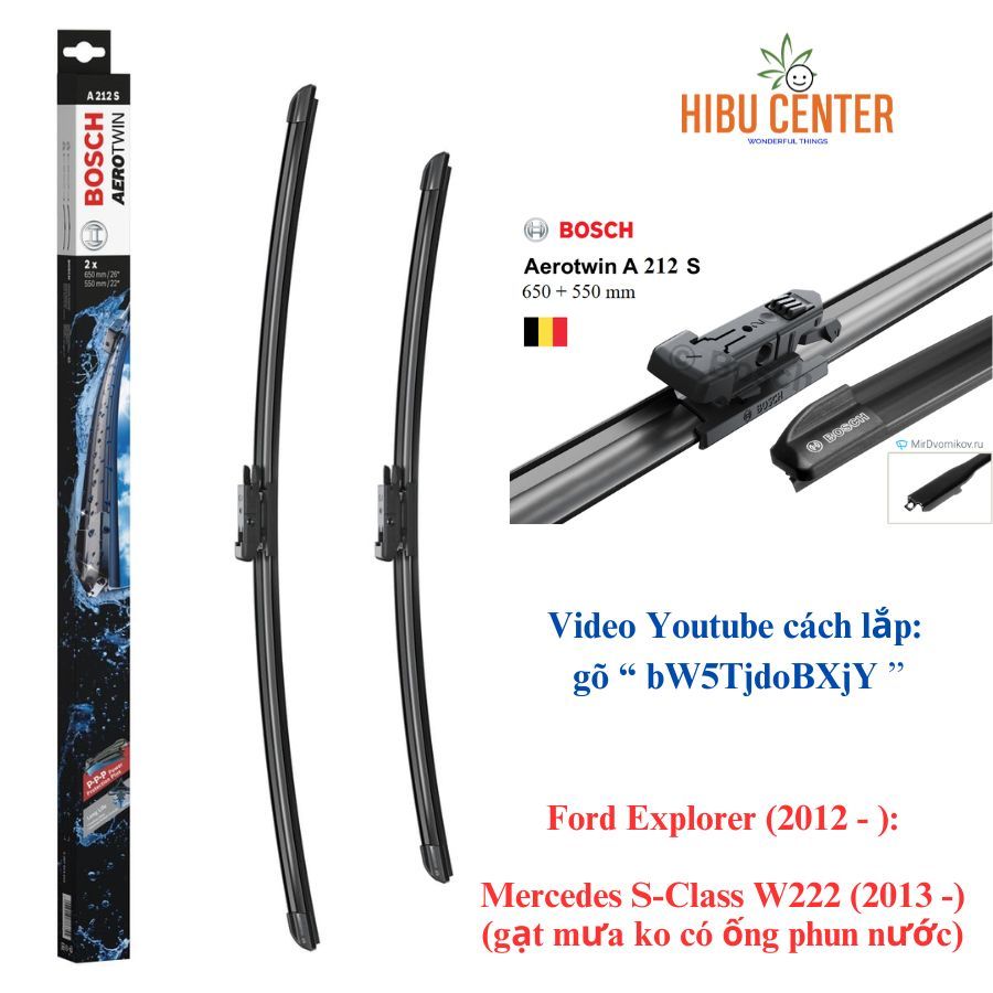 Bộ Gạt Mưa BOSCH AeroTwin A212S Set 26" - 22" Cho xe Merc S300 W222 (13 ...