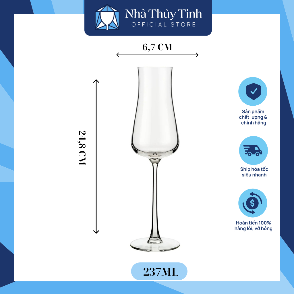 LY RƯỢU VANG CHAMPAGNE FLUTE | THUỶ TINH CƯỜNG LỰC | NO.9305 dung tích ...