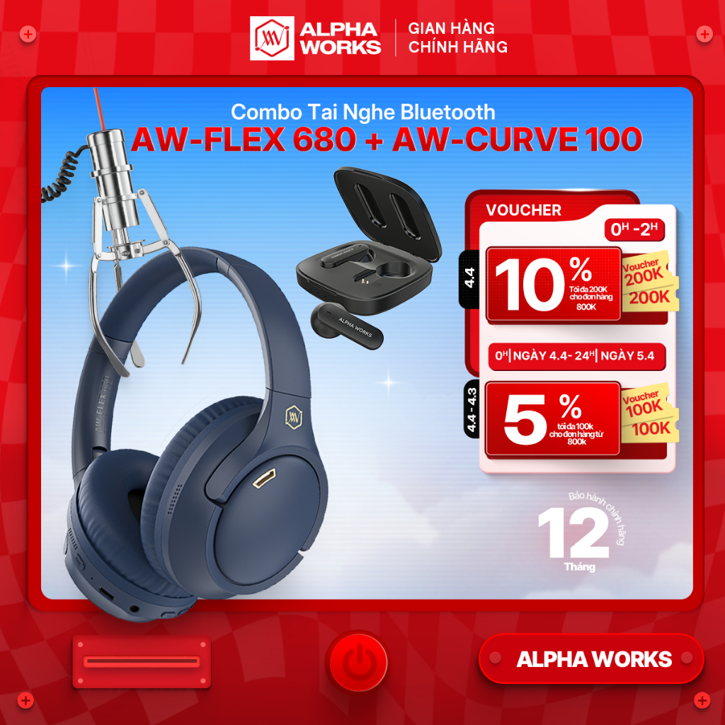 Combo Tai Nghe Bluetooth Alpha Works FLEX 680 & Curve 100 - Hàng Chính hãng | Shopee Việt Nam