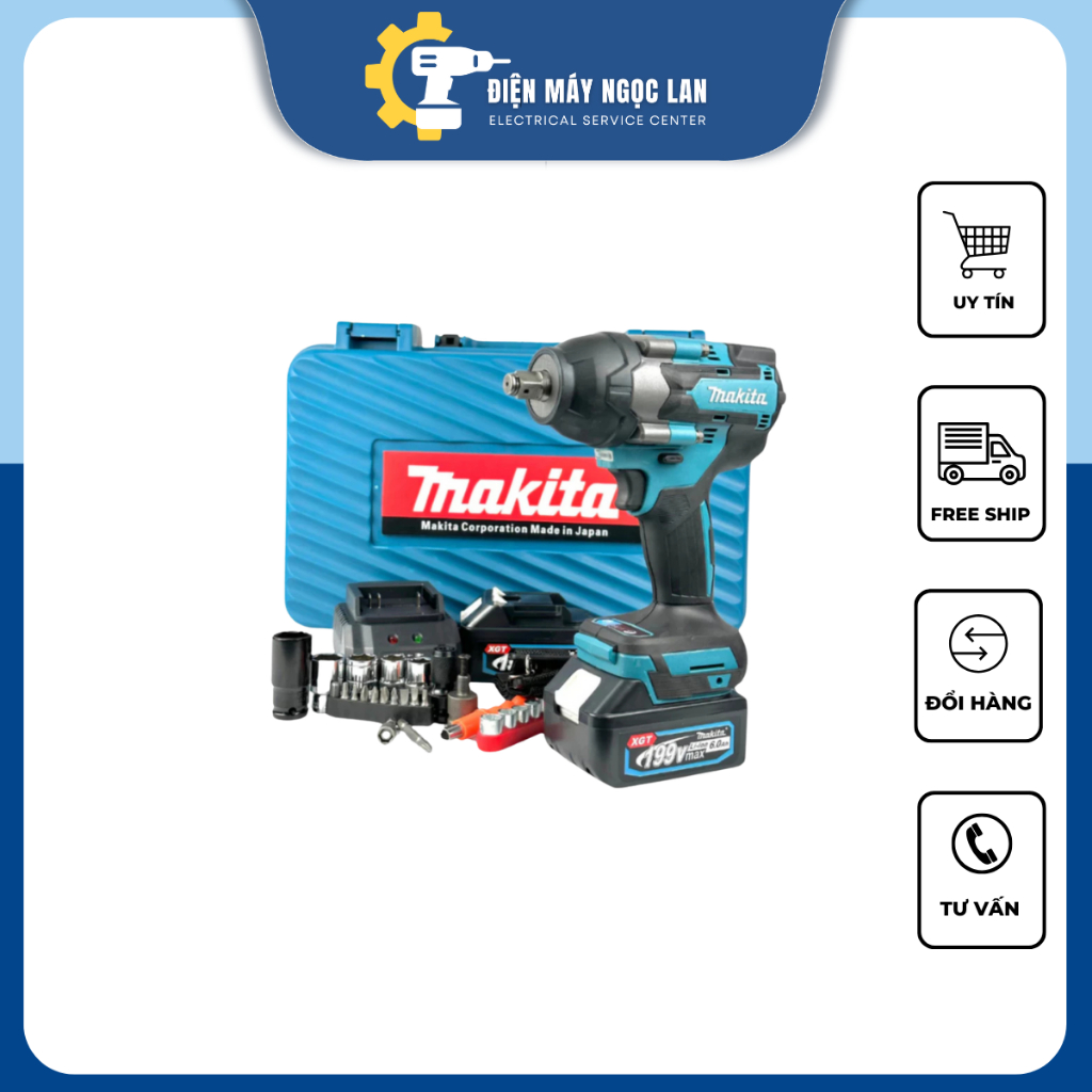 Máy Siết Bulong Makita Lực Siết 1280N.m Đầu Trục Đặc Động Cơ Không Chổi Than Sử Dụng Chân Pin ...