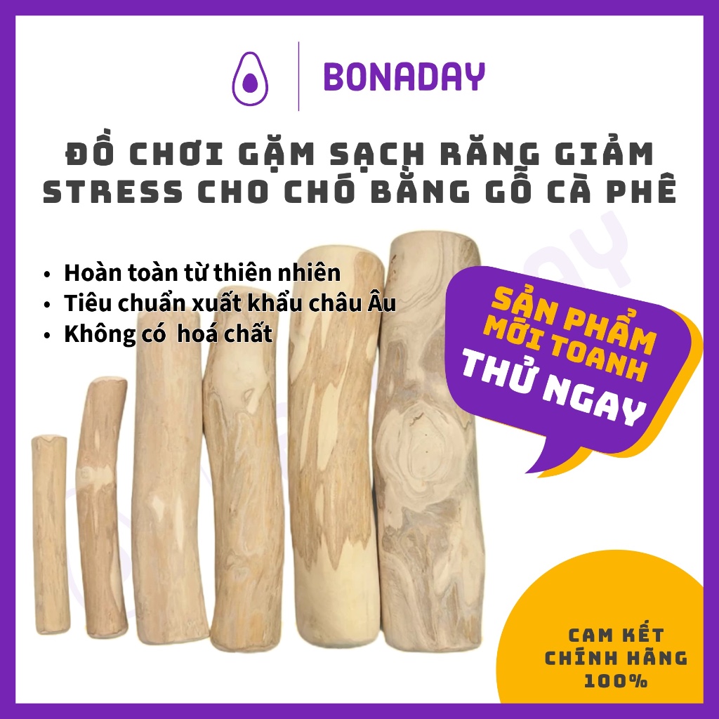 ĐỒ CHƠI GẶM SẠCH RĂNG GIẢM STRESS CHO CHÓ BẰNG GỖ CÀ PHÊ, BONADAY PETS ...