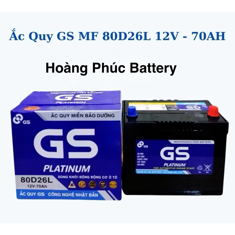 Bình ắc quy ô tô GS MF 80D26L 12V - 70Ah lắp Nissan Navara, Fortuner trước 2017 | Shopee Việt Nam