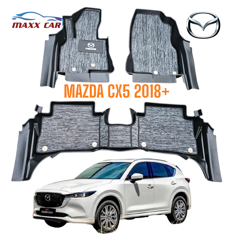 CX5-Thảm lót sàn MAXXCAR nhựa TPE NGUYÊN SINH đúc 5D cho xe MAZDA CX5 2018+ Rối xám logo Mazda ...
