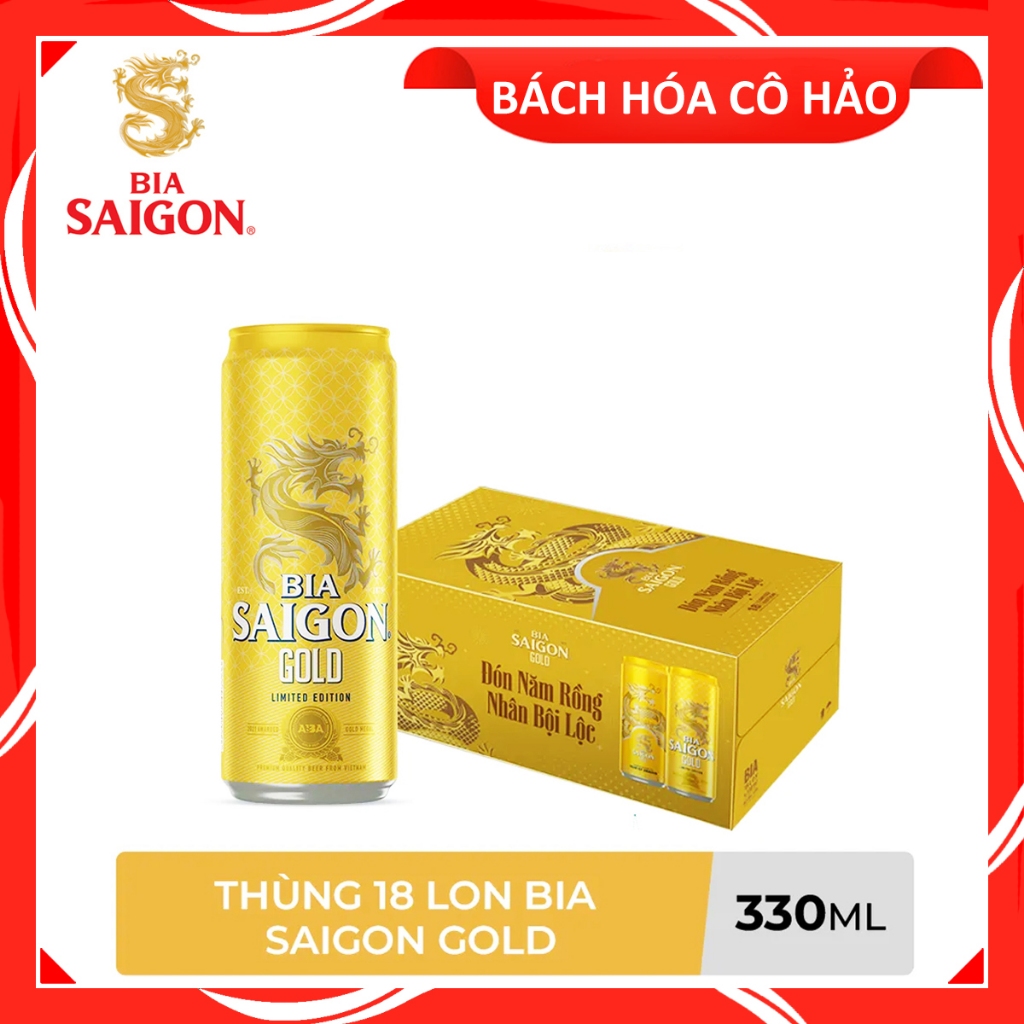 THÙNG 18 LON BIA SÀI GÒN GOLD SABECO 330ML | Shopee Việt Nam