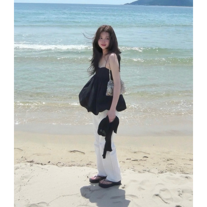 Áo 2 dây BOO dáng bí chất thô mềm phối bo chun lưng co giãn AO465 ...