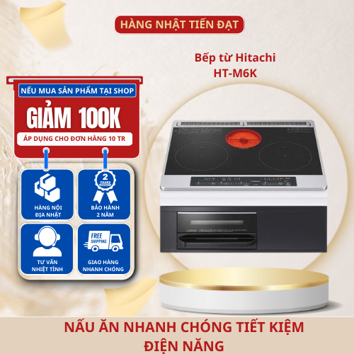 Bếp từ Hitachi HT-M6K 2 bếp từ+1 bếp hồng ngoại+1 lò nướng.Mặt kính bếp ...