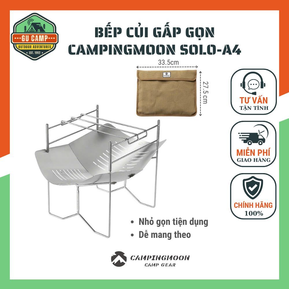 ( SẴN - HỎA TỐC 2H ) Bếp củi gấp gọn Campingmoon Solo A4 | Bếp thép không gỉ nhẹ, tiện lợi cho ...