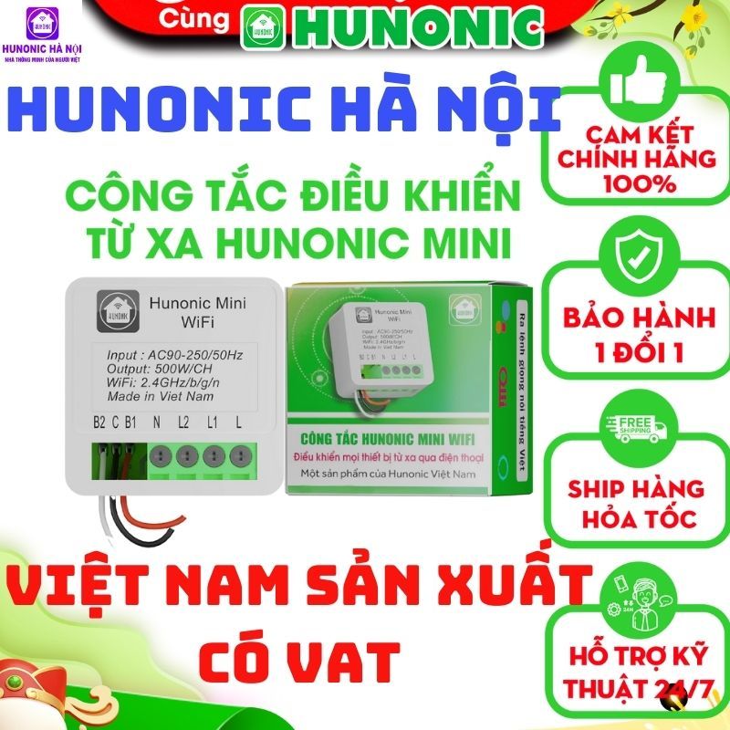 Công Tắc Điện Thông Minh Wifi Hunonic Mini Lắp Sau Công Tắc Cơ Điều ...