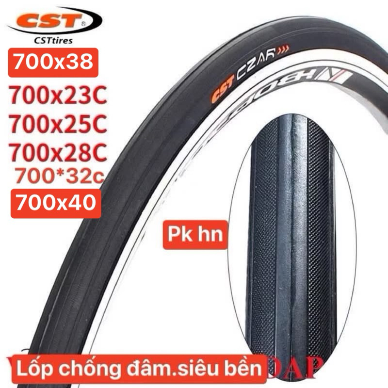 Lốp xe đạp vỏ ruột săm xe đạp CST 700c các loại 700*23, 700*25 , 700*28 , 700*32 ,700x38 ,700x40 ...