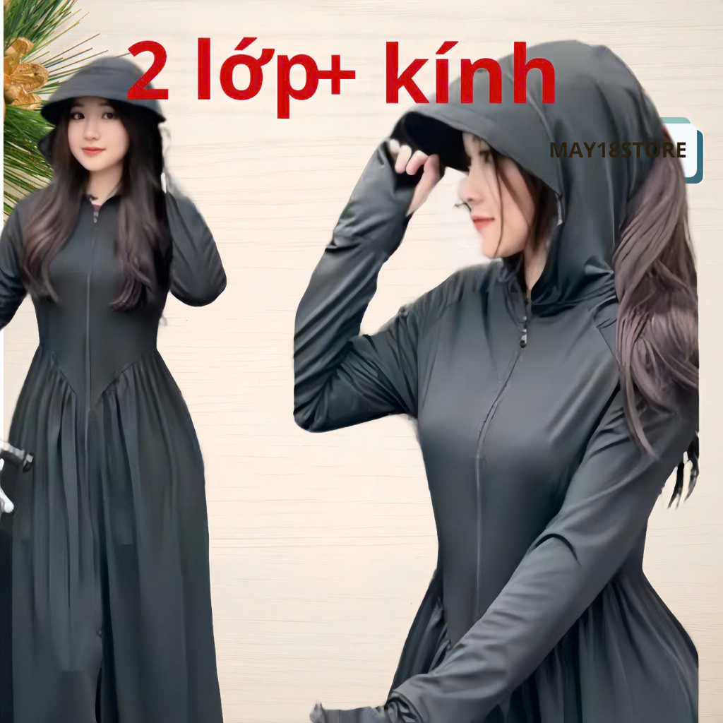 Áo chống nắng 2 lớp loại xịn dáng váy thun lạnh, chống tia uv cao co ...