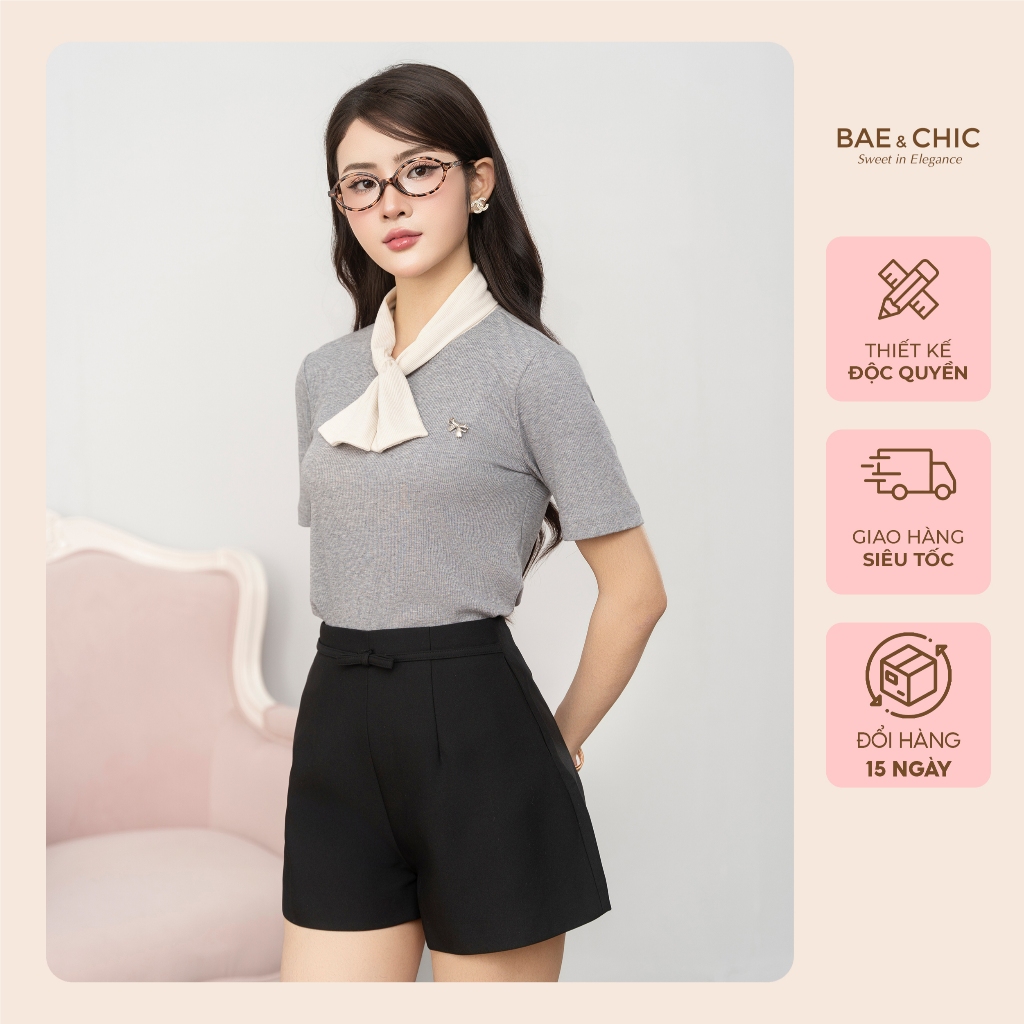 Áo Kiểu Nữ Bae Chic Áo Phối Cổ Nơ Thanh Lịch AB93 | Shopee Việt Nam