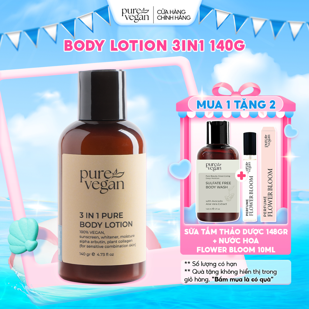 Kem Dưỡng Thể Body Chống Nắng Pure Vegan 3in1 Pure Body Lotion Giúp ...
