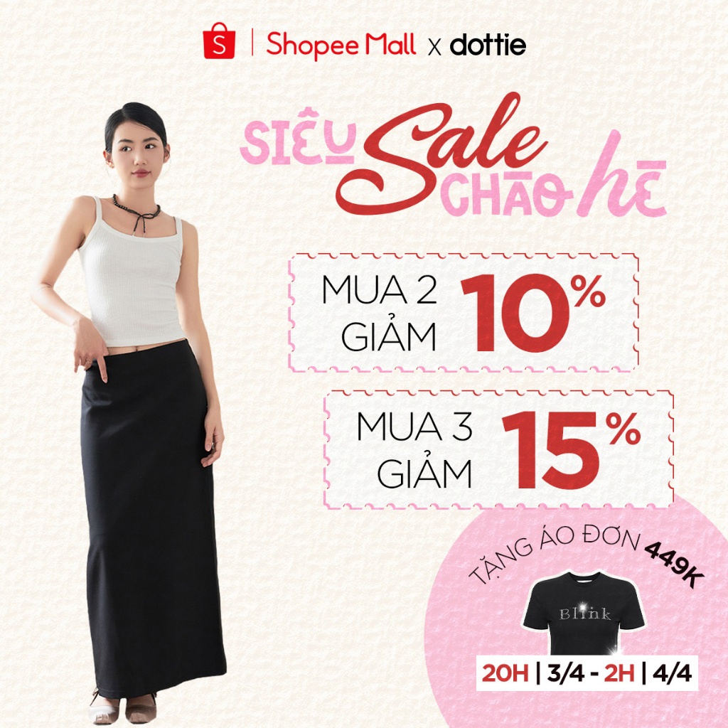 DOTTIE - Chân váy dài dáng suông - Đen - S0159 | Shopee Việt Nam