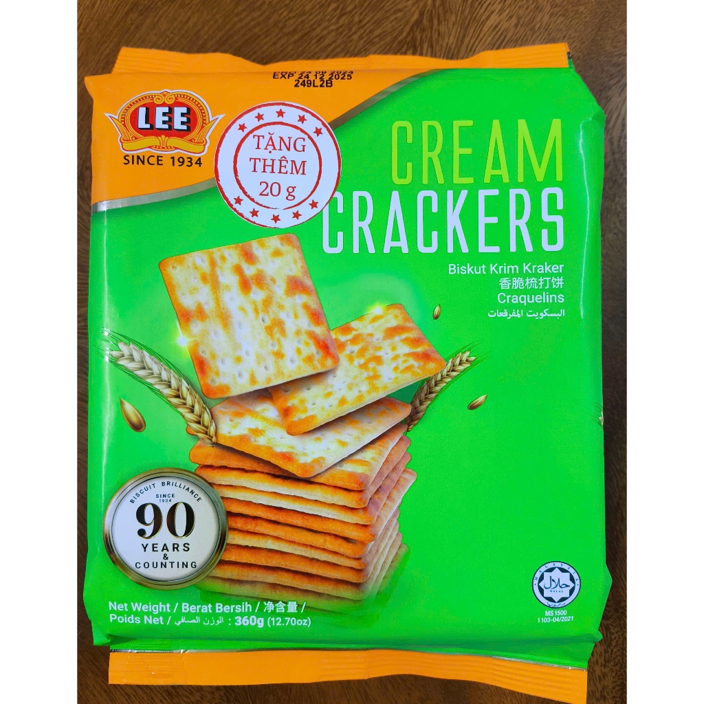 Bánh lúa lạt LEE CREAM CRACKERS loại túi 360gr - BISKUT KRIM KRAKER ...