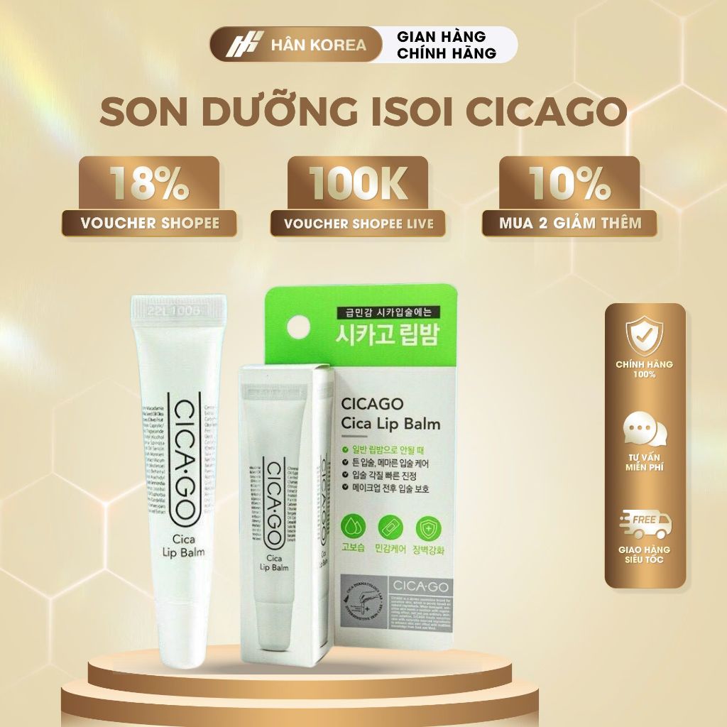 Son Dưỡng ISOI CICAGO Cica Lip Balm Giúp Môi Căng Mọng 10g - Hân Korea | Shopee Việt Nam