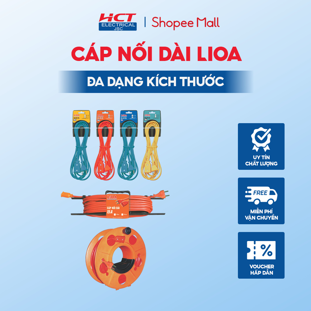 Dây Điện Nối Dài Chính Hãng LiOA, Phích Nối Dài 3m/5m/10m/15m, Công Suất 2200W 3300W | Shopee ...