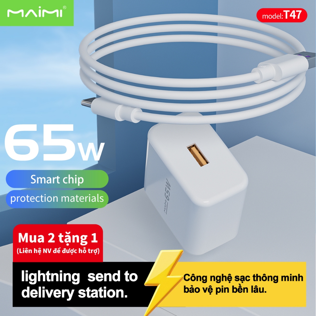 Bộ sạc nhanh Maimi T47 65W - Sạc thông minh tốc độ cao - Sạc nhanh | Shopee Việt Nam