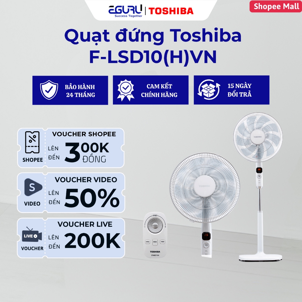 Quạt Đứng | Toshiba | 5 Cánh F-LSD10(H/W)VN F-LSA10(H/K) 50W - Bảo Hành Chính Hãng 12 Tháng ...