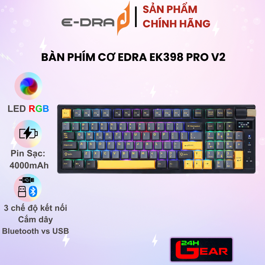 Bàn phím cơ gaming không dây EDra EK398 PRO v2 (TRIPLE MODE) | Shopee ...
