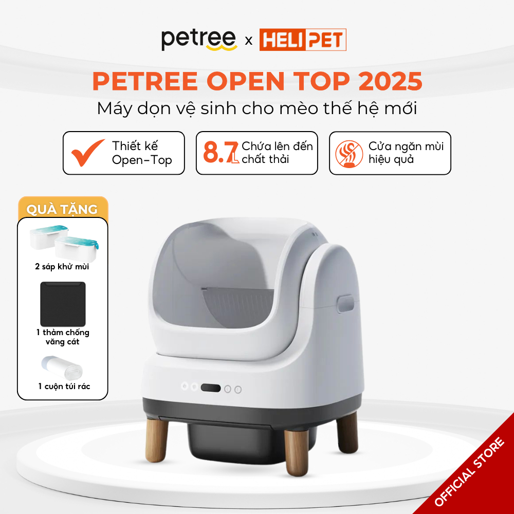 Máy dọn phân mèo PETREE x HELIPET OPEN TOP 2025 Thiết Kế Hoàn Toàn Mới ...