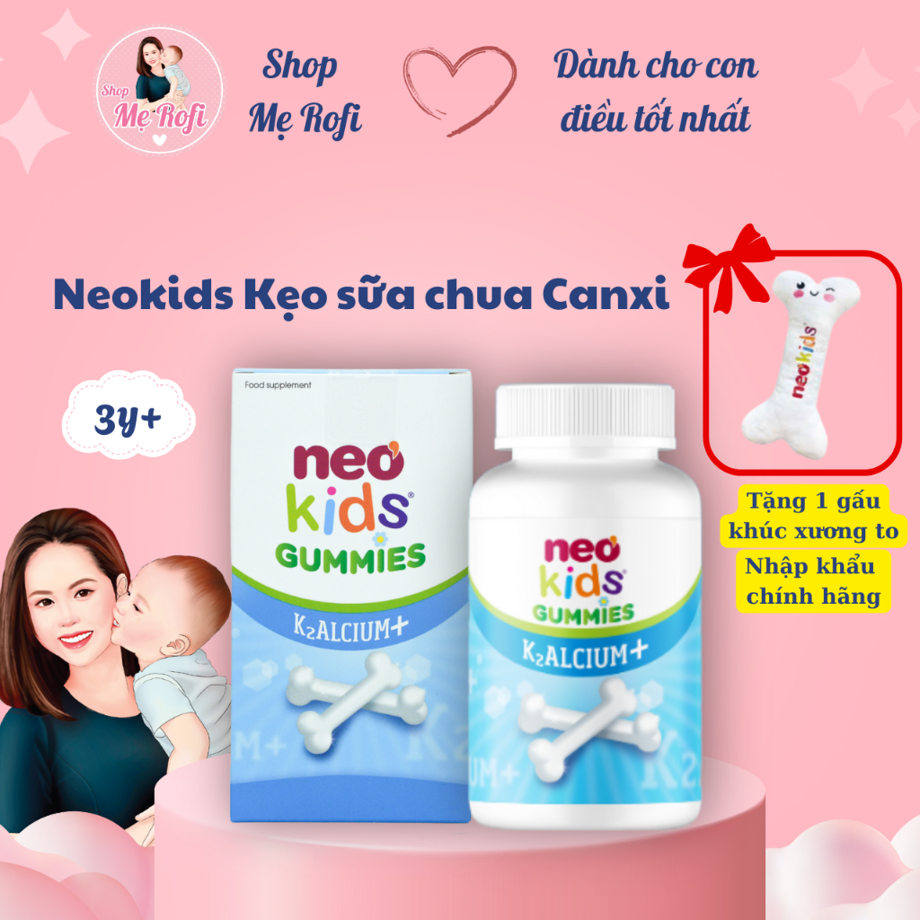 Kẹo Canxi Neokids bổ sung canxi vị sữa chua dạng kẹo dẻo 60 viên cho bé từ 3y - Mẹ Rofi | Shopee ...