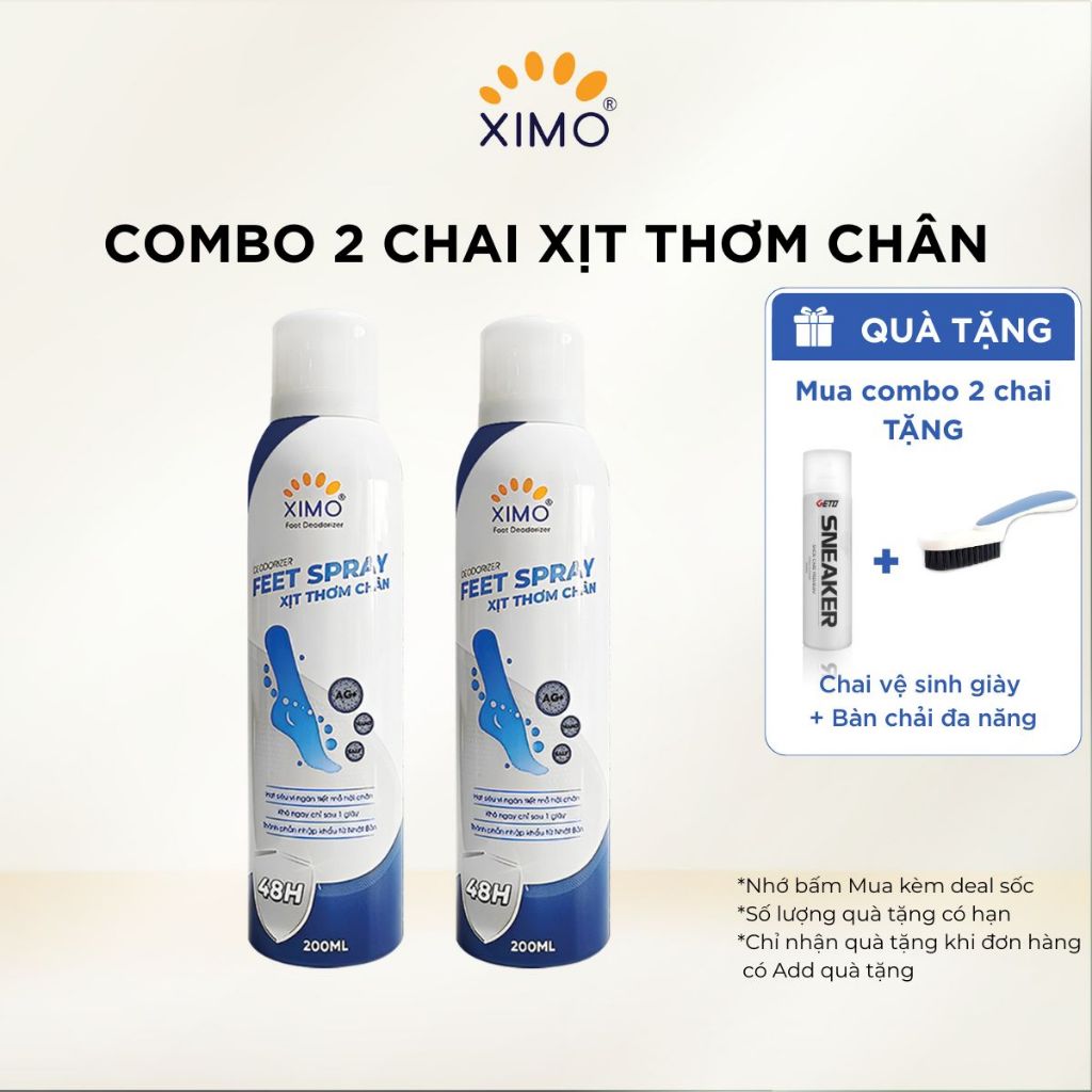 Combo 2 Chai Xịt thơm chân Ximo 200ml giúp khử mùi hôi chân và khử mùi ...