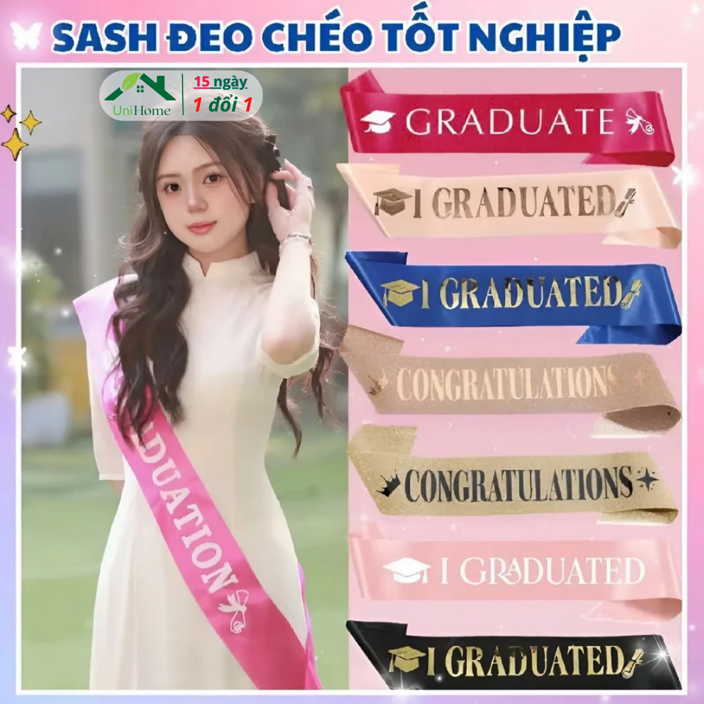 Sash Tốt Nghiệp Graduation, Graduate, I Graduated, Băng Rôn Vải Đeo ...