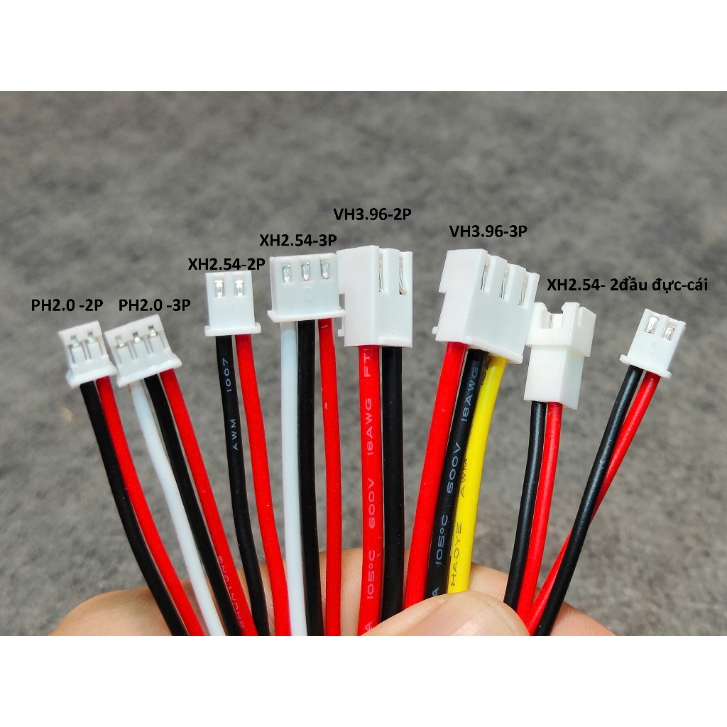 (combo 5 dây) Dây nguồn Ph2.0 Xh2.54 Vh3.96 - 2p 3p - 18AWG - 20cm - SL linh kiện DIY | Shopee ...