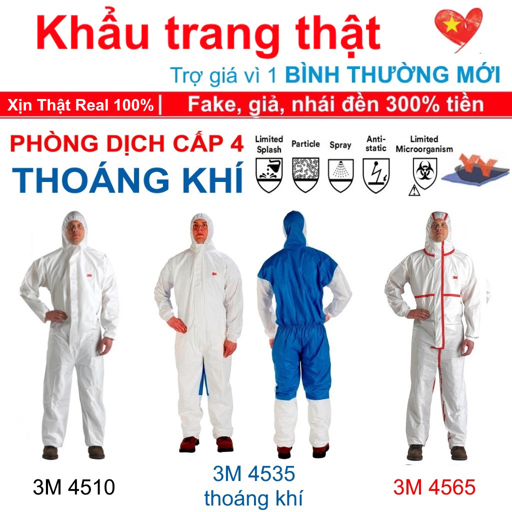 Bộ quần áo bảo hộ 3M 4510 3M 4535 DuPont Tyvek 400 600 - Phòng dịch thú y chống hóa chất bụi ...