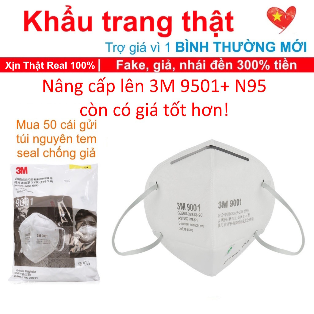Khẩu trang 3M 9001 N90 KN90 P1 FFP1 đeo tai chống ô nhiễm lọc 90% bụi mịn PM2.5 phòng dịch bảo ...