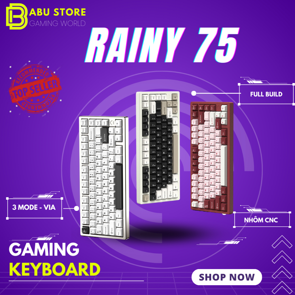 [Hàng Sẵn] Bàn phím cơ không dây Rainy75 | rainy 75 nhôm CNC, mạch xuôi ...