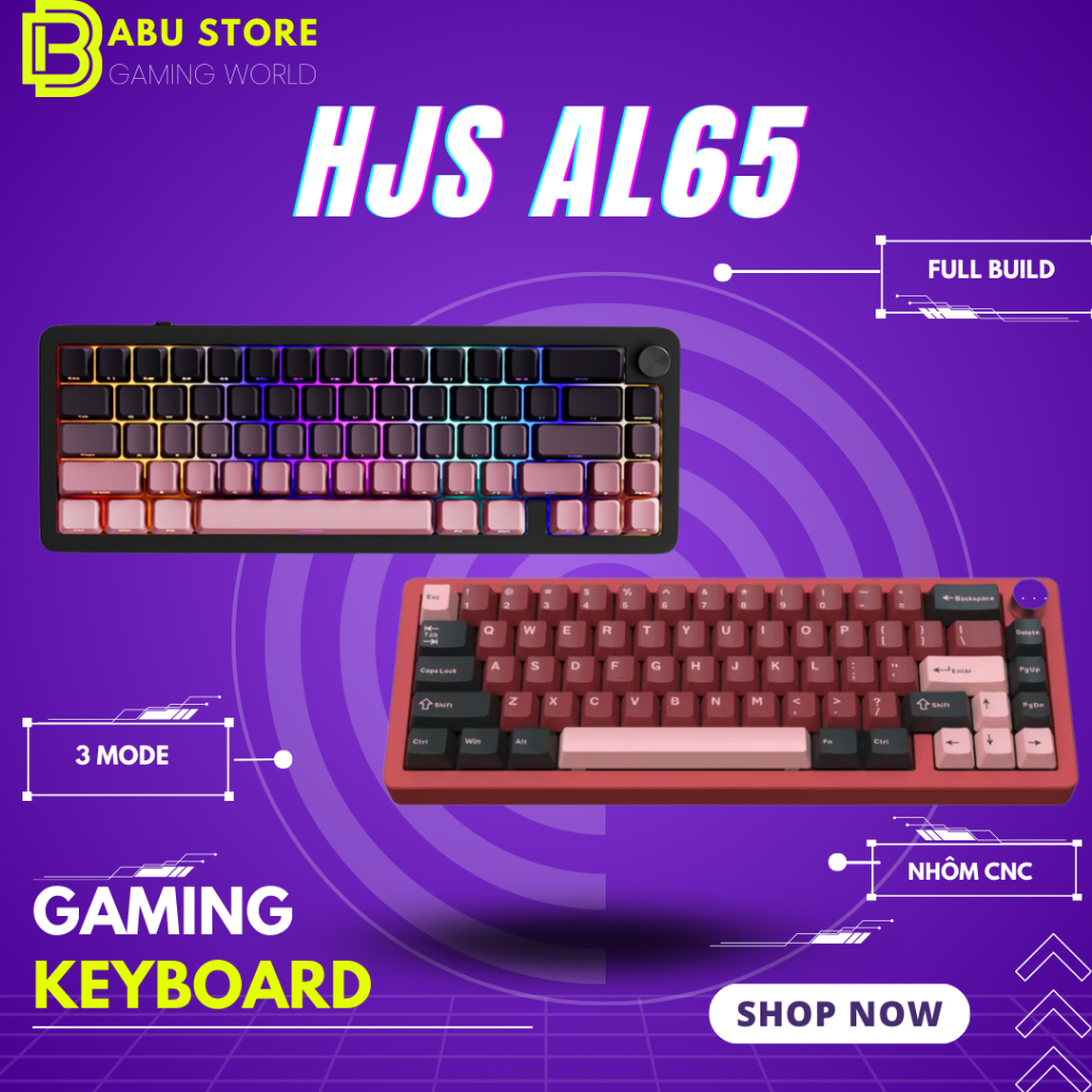 [HÀNG SẴN] Bàn phím cơ ATAS - AL65 - CNC ,3 modes , mạch xuôi, RGB, FR4 ...