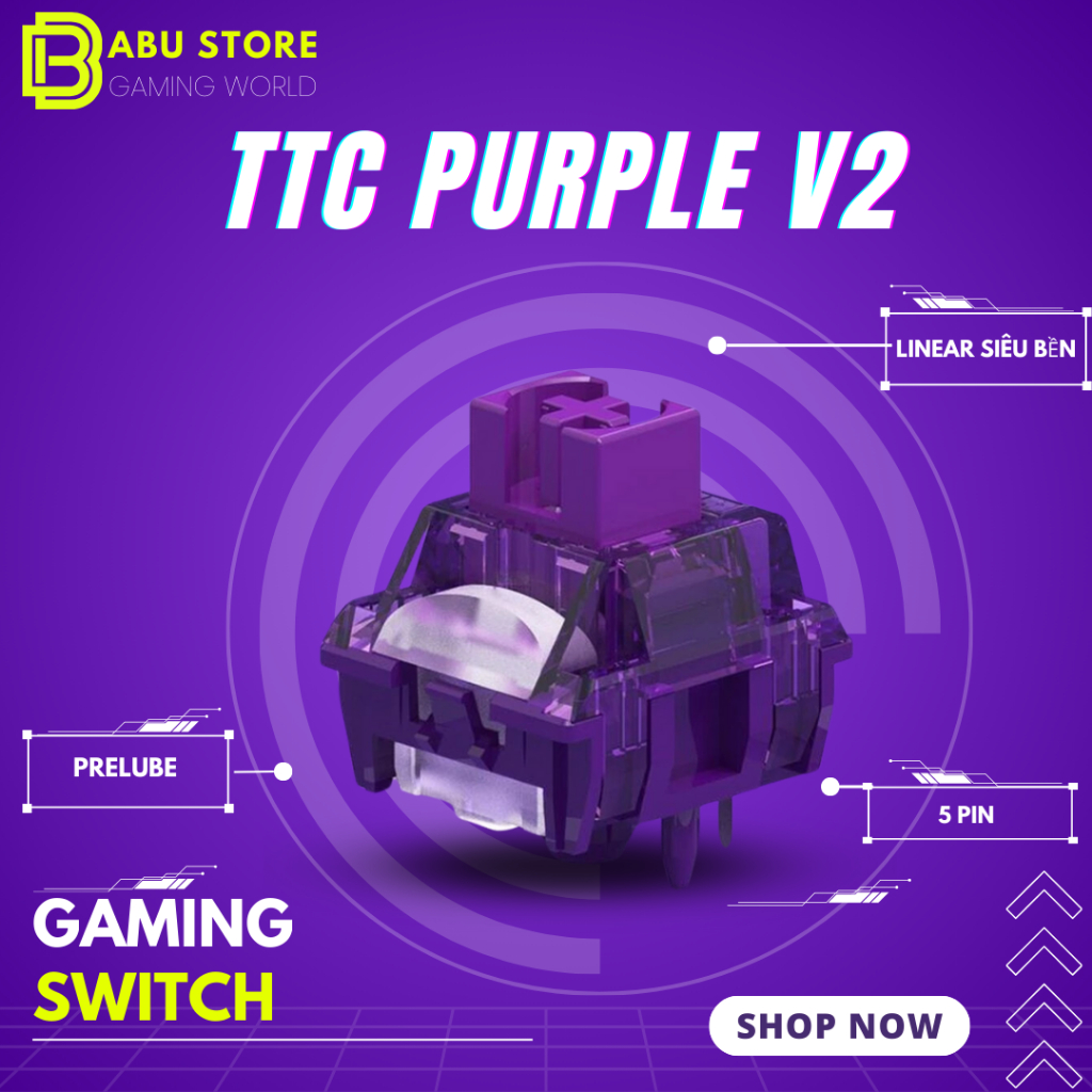 [10 SWITCH] Switch TTC FLAME PURPLE V2 / TTC NEW MOON- LINEAR / 5 PIN / 50gf - công tắc bàn phím ...