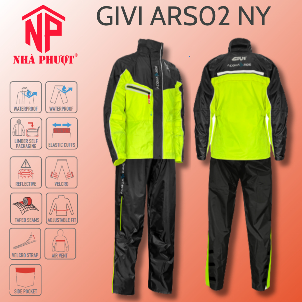 Áo mưa bộ GIVI ARS02 Chính hãng có bảo hành 6 tháng | Shopee Việt Nam
