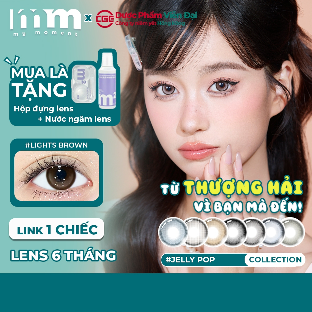 [1 chiếc] Kính áp tròng MM MyMoment Jelly Pop lens 6 tháng nâu đen xám ...
